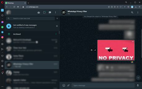 WhatsApp Privacy Filter extension - Opera add-ons