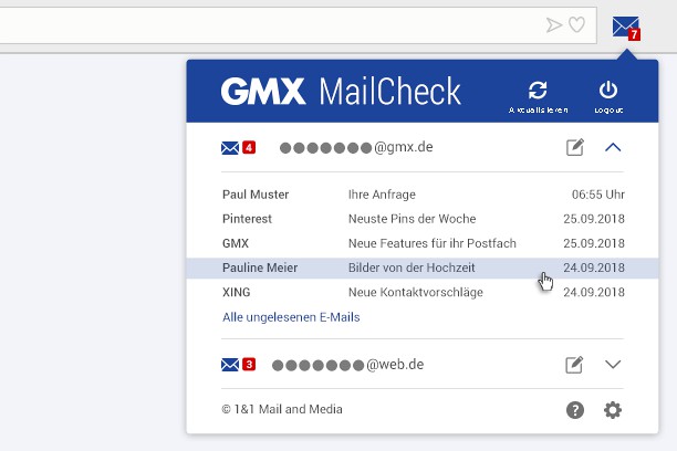 GMX MailCheck-Erweiterung - Opera Add-ons