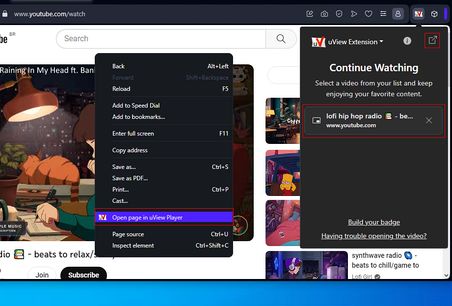 Extensión uView Player Picture-in-picture Extension - Complementos de Opera