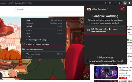 Extensão uView Player Picture-in-picture Extension - Complementos do Opera