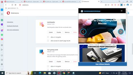 Extensão Tech gaming world - Complementos do Opera