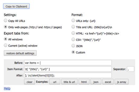 Copy URLs extension - Opera add-ons