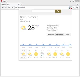 Google™ Weather extension - Opera add-ons
