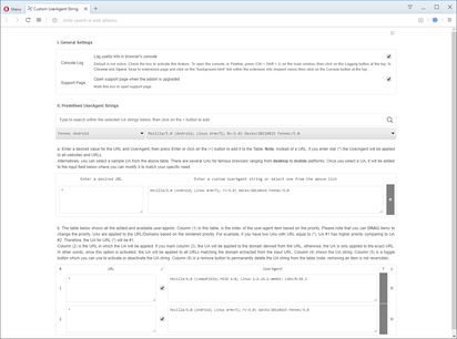 Custom UserAgent String extension - Opera add-ons