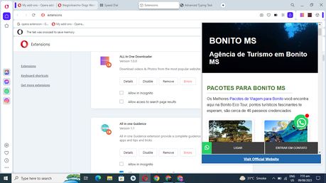 Extensão bonitoecotour - Complementos do Opera