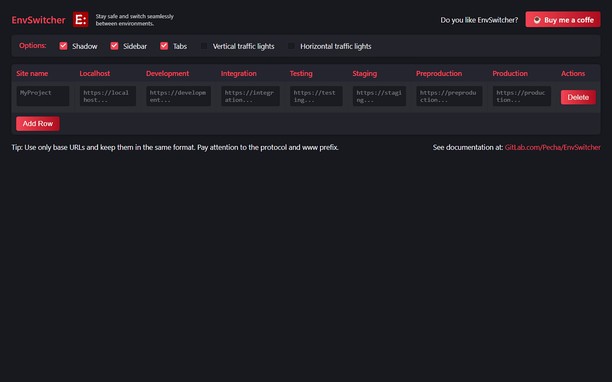 EnvSwitcher extension - Opera add-ons