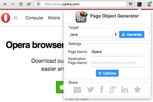 Selenium Page Object Generator extension - Opera add-ons