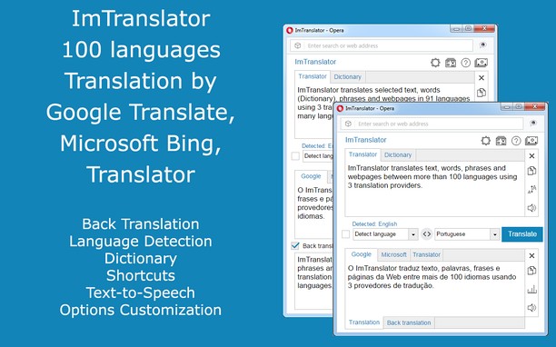 ImTranslator: Translator, Dictionary, TTS extension - Opera add-ons