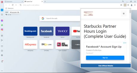 Starbucks Partner Hours Login extension - Opera add-ons
