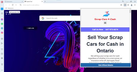 Scrap Cars for Cash extension - Opera add-ons