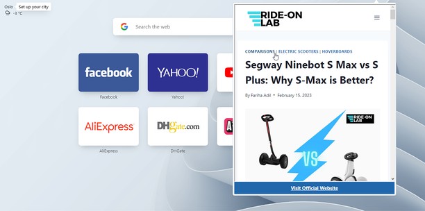 Segway Ninebot S Max vs S Plus extension - Opera add-ons