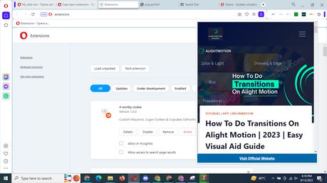 Extensão How to do Transition on Alight Motion - Complementos do Opera