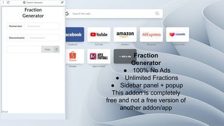 Fraction Generator extension - Opera add-ons