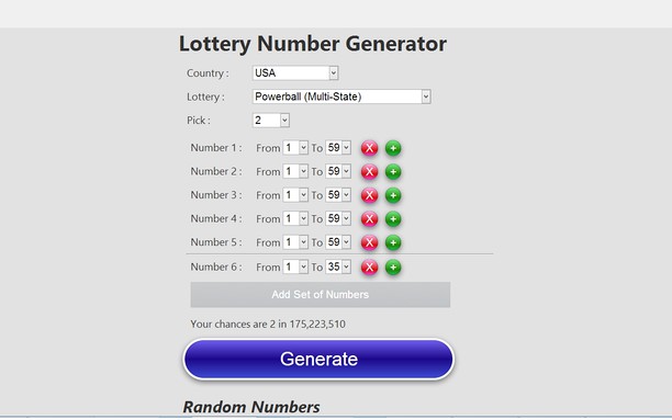 Lottery Number Generator extension - Opera add-ons