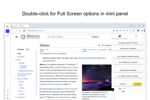 Full Screen extension - Opera add-ons