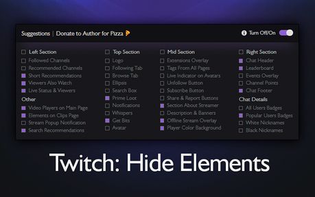 Twitch: Hide Elements 延伸套件 - Opera 外掛程式