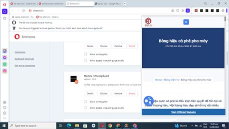 Extensão Machine coffee signboard - Complementos do Opera