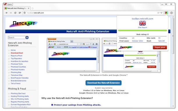 Netcraft Extension extension - Opera add-ons