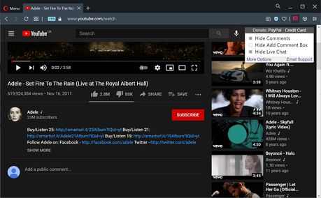 拡張機能「 Turn Off YouTube Comments & Live Chat」 - Opera アドオン