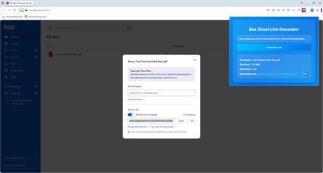 Box Direct Link Generator extension - Plugiciels Opera