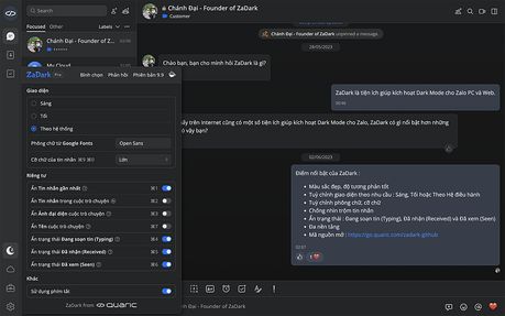 ZaDark – Zalo Dark Mode extension - Opera add-ons