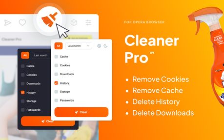 Extensión Cleaner Pro - Clear Cache & History - Complementos de Opera