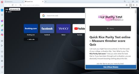 Rice Purity Test extension - Opera add-ons