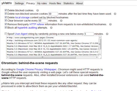 uMatrix ส่วนขยาย - Add-on ของ Opera