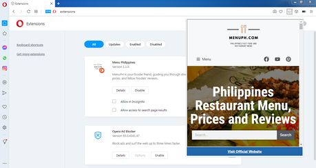 MenuPH extension - Opera add-ons