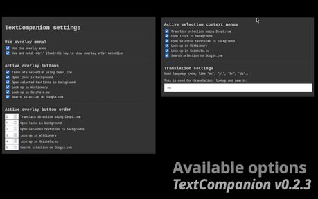 TextCompanion extension - Opera add-ons