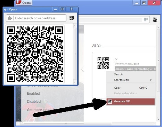 QR – QR Codes extension - Opera add-ons