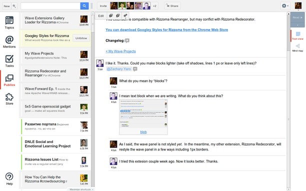 Googley Styles for Rizzoma extension - Opera add-ons