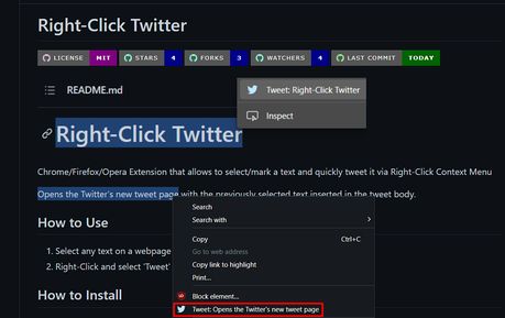 Tweet from Context Menu extension - Opera add-ons