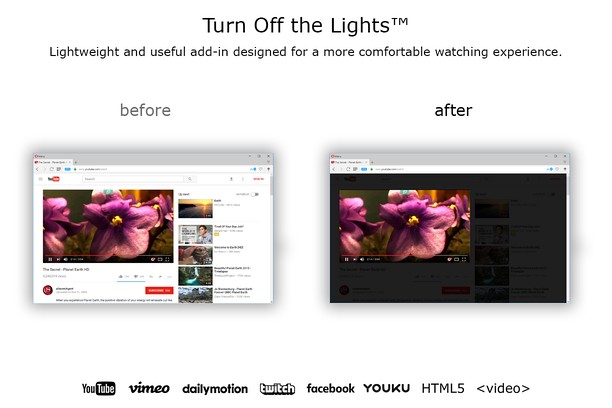 Turn Off the Lights extension - Opera add-ons
