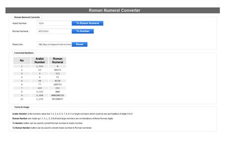Roman Numeral Converter extension - Opera add-ons