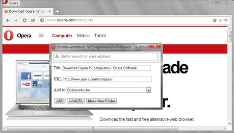 Add Bookmark extension - Opera add-ons