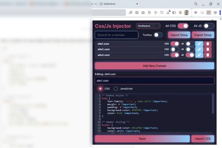 CSS & JS Injector extension - Opera add-ons