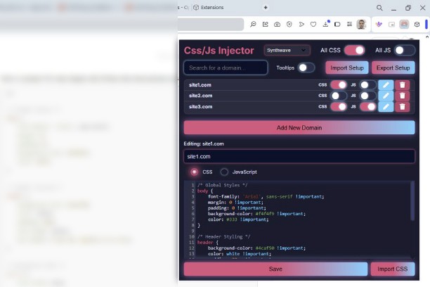 CSS & JS Injector extension - Opera add-ons