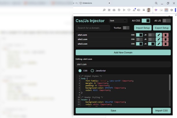 CSS & JS Injector extension - Opera add-ons