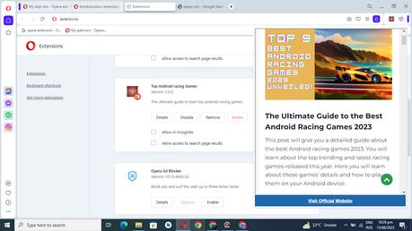 Top Android racing Games extension - Opera add-ons
