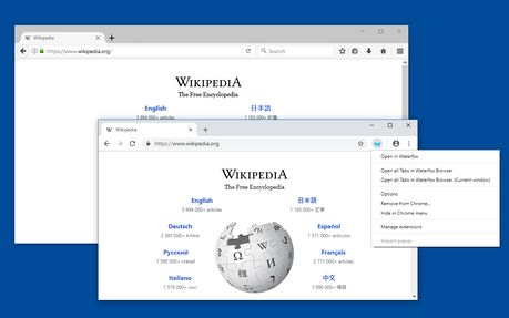 Open in Waterfox extension - Opera add-ons