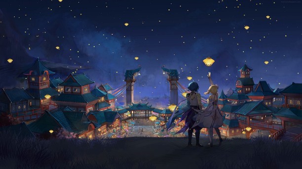 Papel de parede Lanterns Genshin Impact - Complementos do Opera