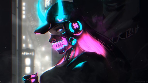 Cyberpunk Neon Girl wallpaper - Opera add-ons